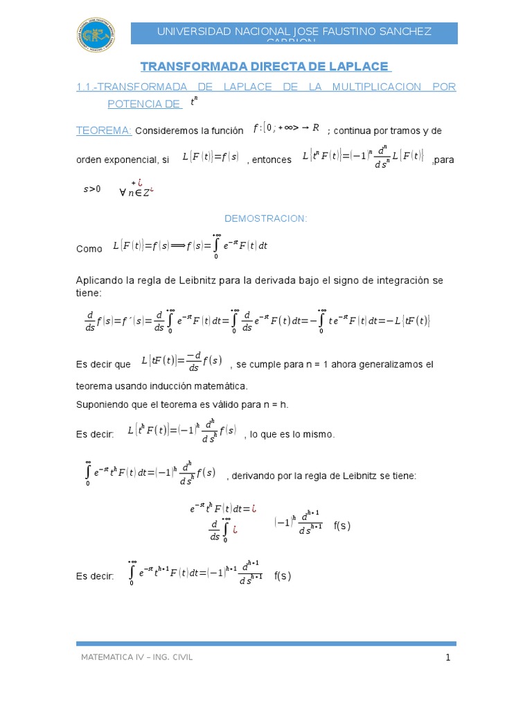 Transformada Directa de Laplace | Integral | Ecuaciones