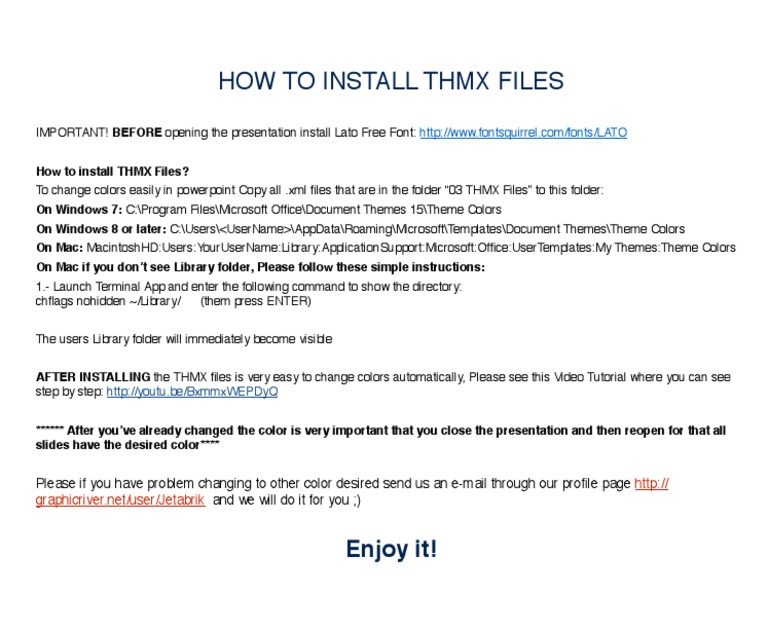 THMX Files & Font Help | PDF | Directory (Computing) | Computer File