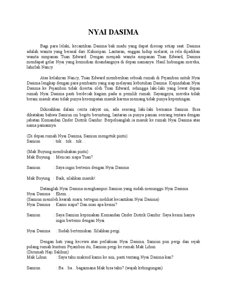 NYAI DASIMA (Praktek Drama) | PDF