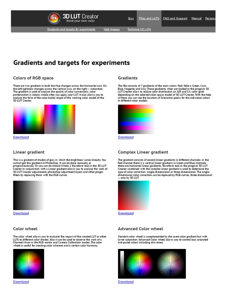 Gradient and Target For Experiment : 3D LUT Creator | PDF | 3 D Computer Graphics ...