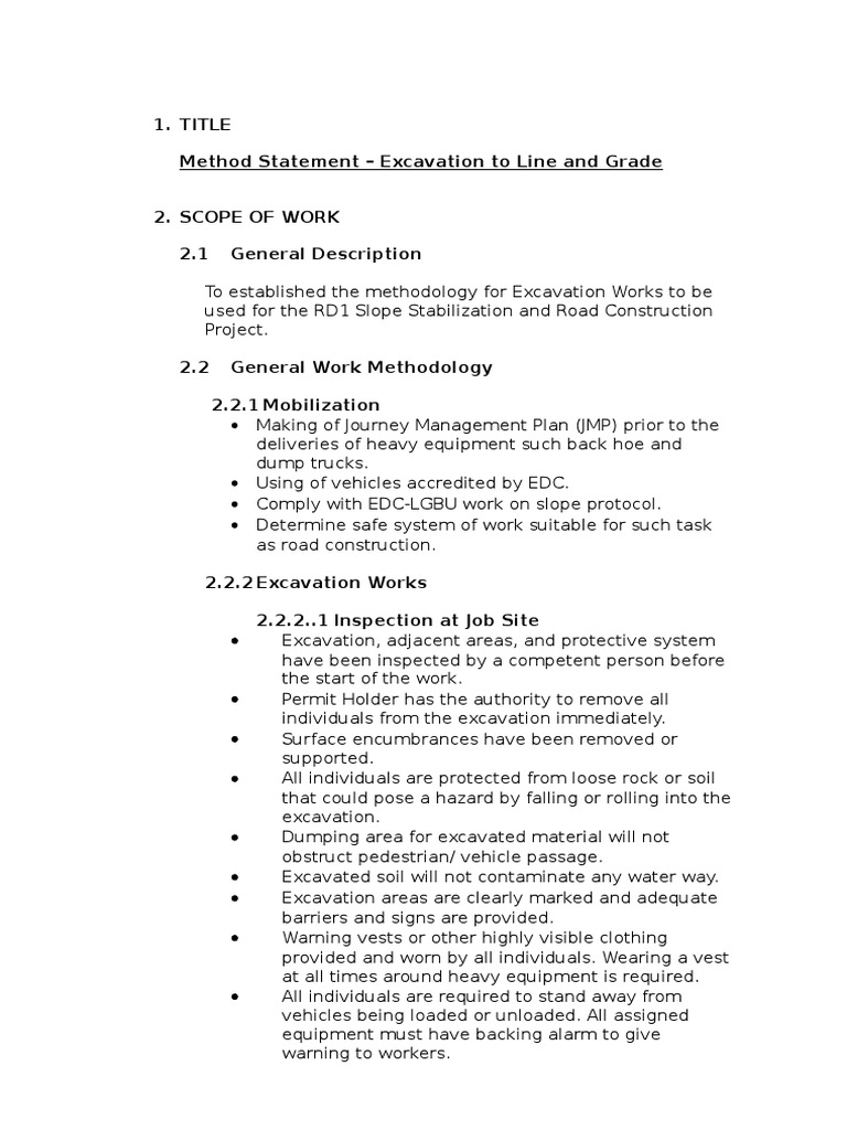 Method Statement - Excavation Works (Scribd) | Excavation (Archaeology ...