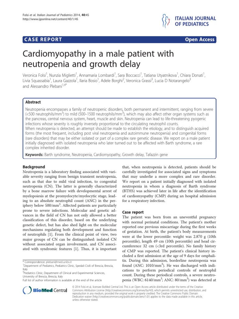 Barth Syndrome Pdf Health Sciences Diseases And Disorders