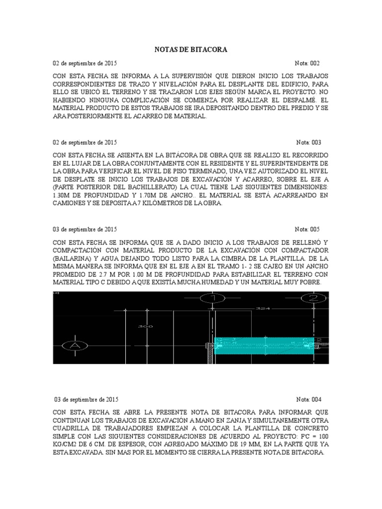 Notas para Bitacora de Obra | PDF