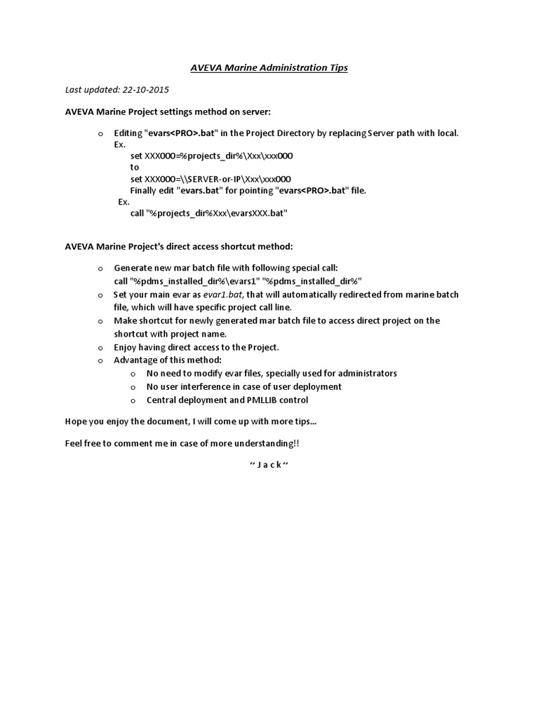 AVEVA Marine Admin Project Setup Tips | PDF