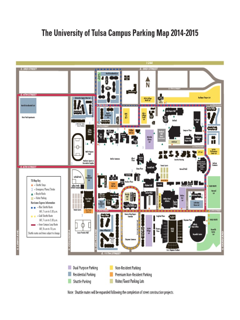The University of Tulsa Campus Parking Map 2014-2015: E. 3Rd Street E ...