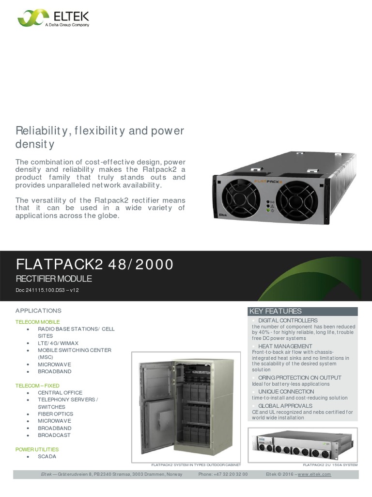 Datasheet Flatpack2 48 - 2000 | PDF | Rectifier | 4 G