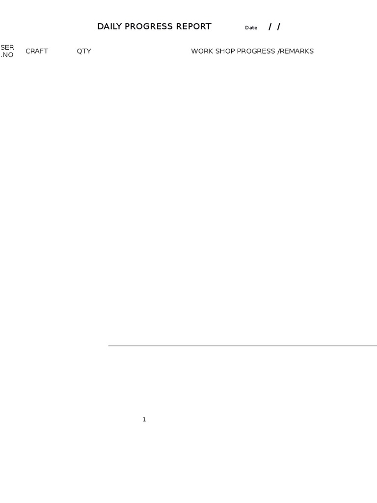 Daily Progress Report / /: SER .NO Craft QTY Work Shop Progress /remarks | PDF