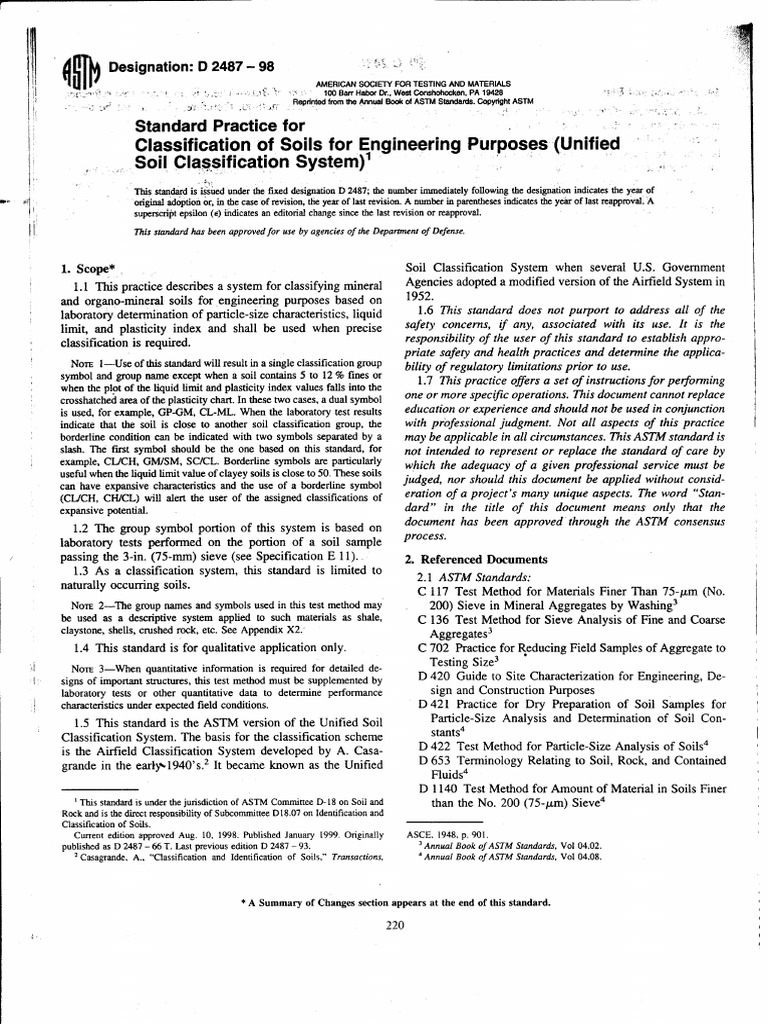 ASTM 2487 - Soil Classification | PDF