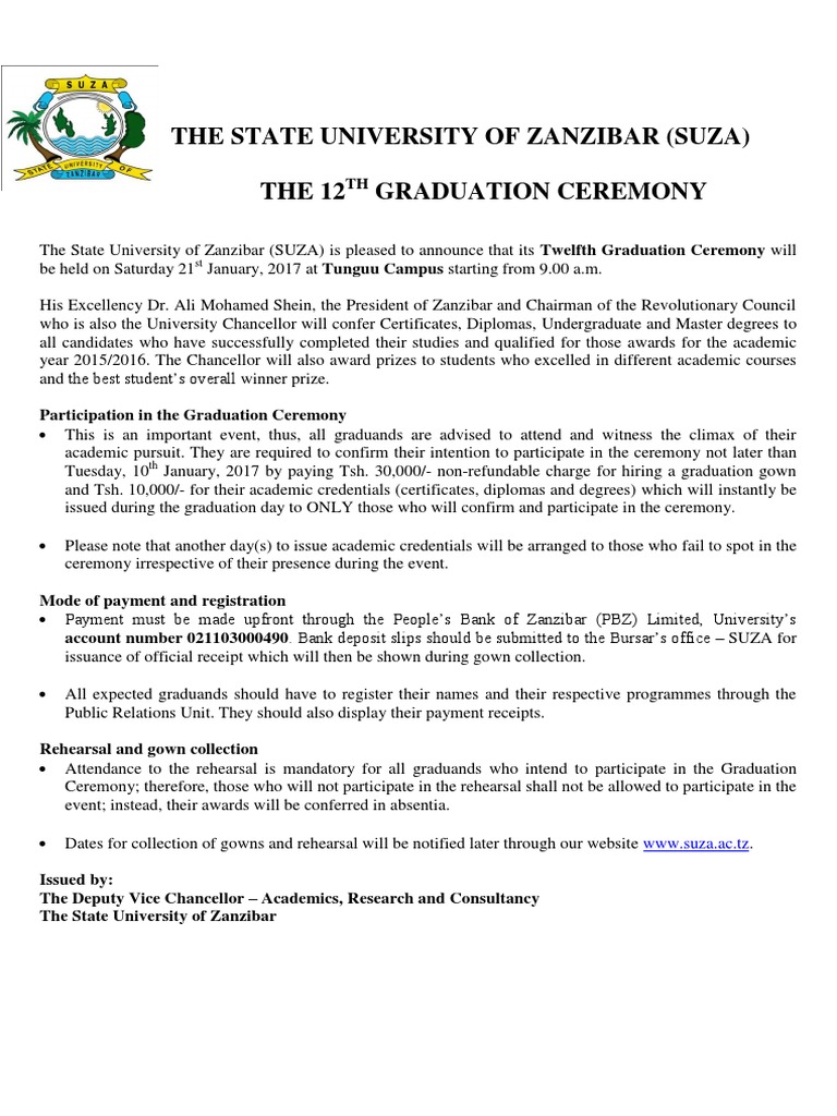 SUZA Graduation 2015-2016 | PDF