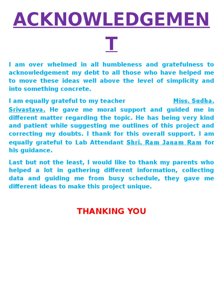 Acknowledgemen T: Thanking You | PDF