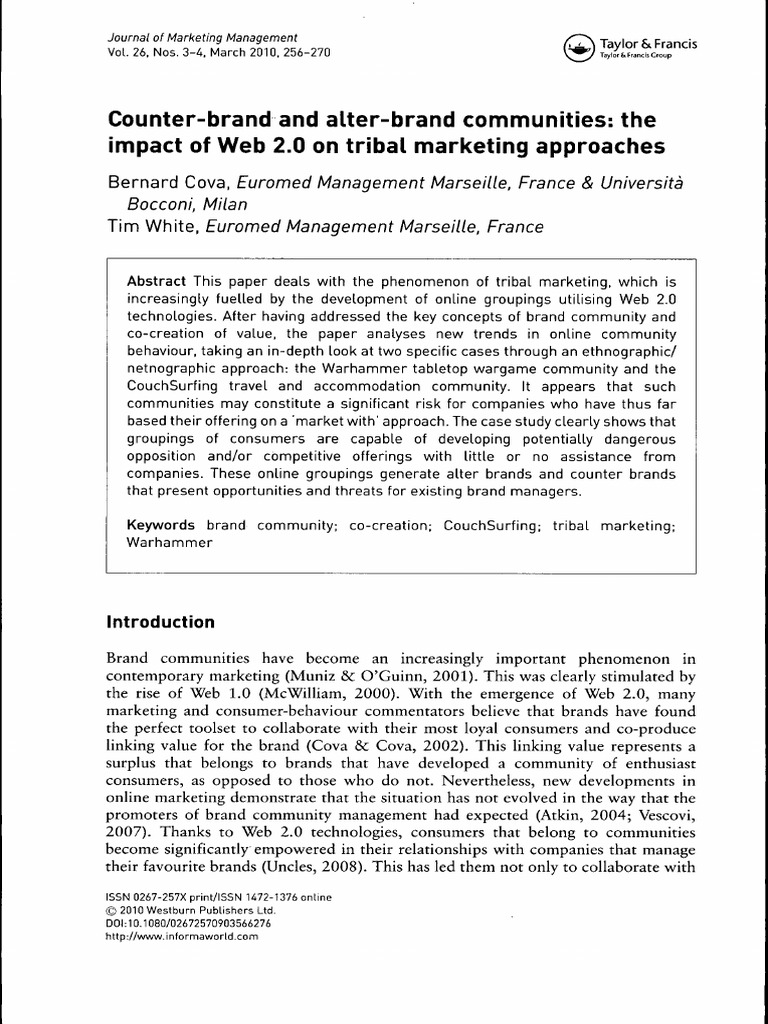 Counter-Brand and Alter-Brand Communities: The Impact of Web 2.0 On ...