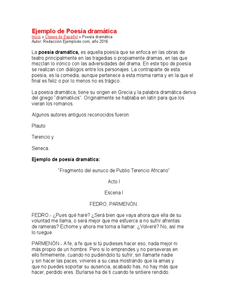 Ejemplo de Poesía Dramática