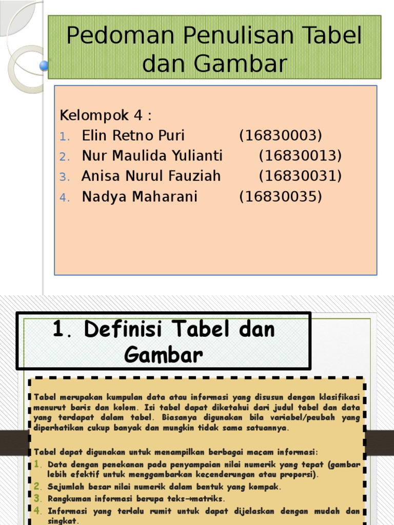 KEL 4 Pedoman Penulisan Tabel Dan Gambar | PDF