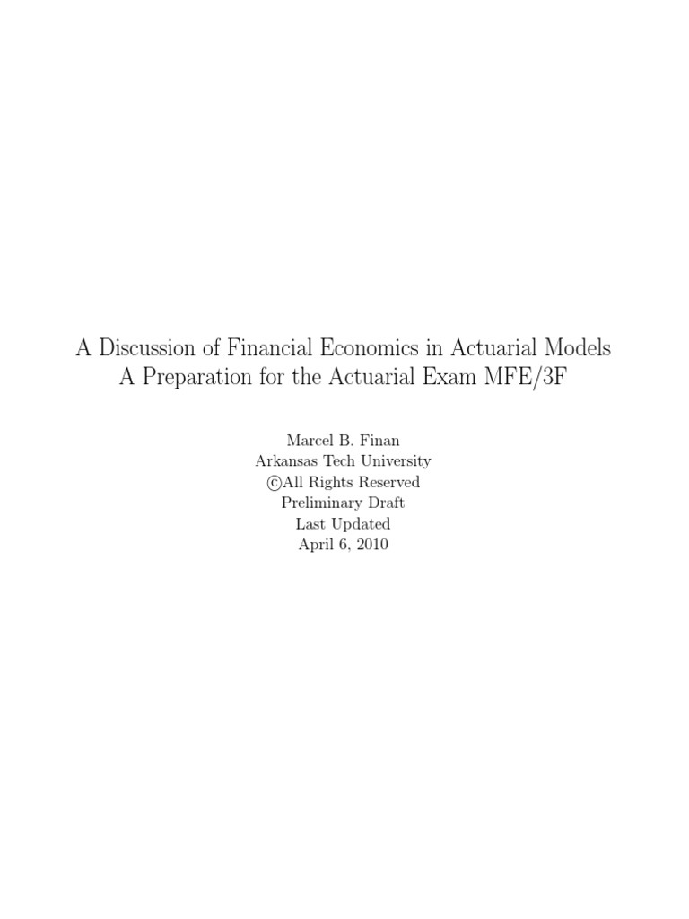 A Discussion On Financial Economic Actuarial Models PDF | PDF | Option ...