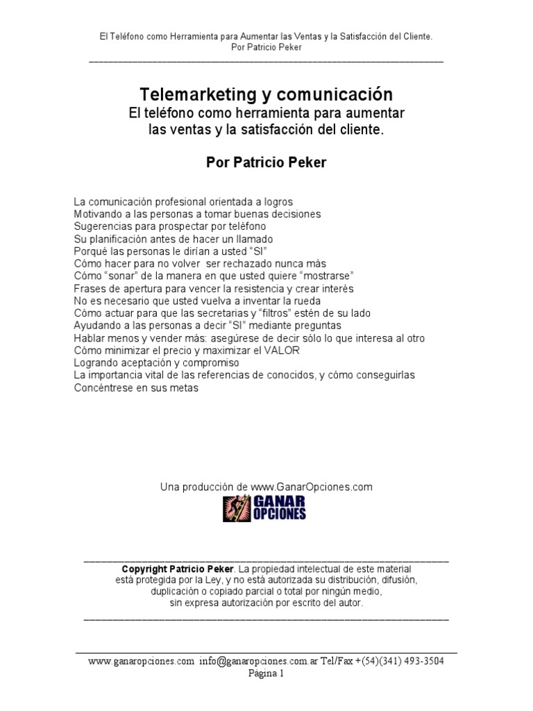 Telemarketing y Comunicacion - Libro P Peker PDF | PDF | Cliente ...