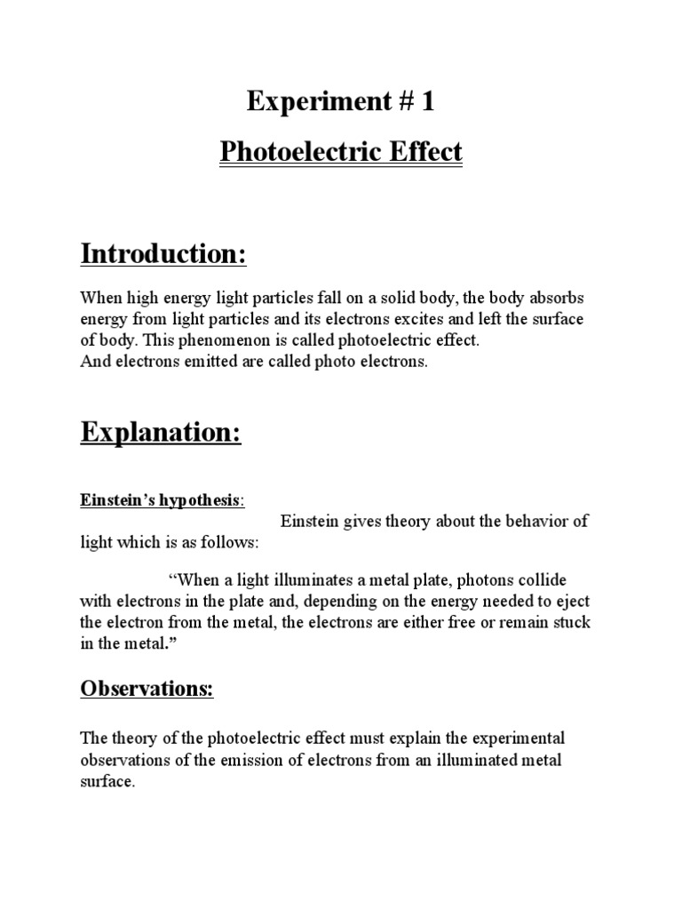 Experiment 1 photocell | Photoelectric Effect | Photon