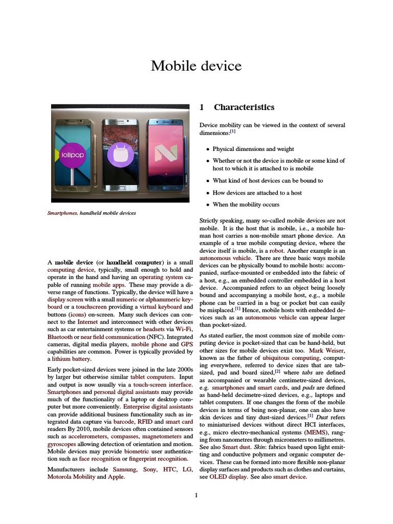 Mobile Device: 1 Characteristics | PDF | Mobile Device | Consumer ...