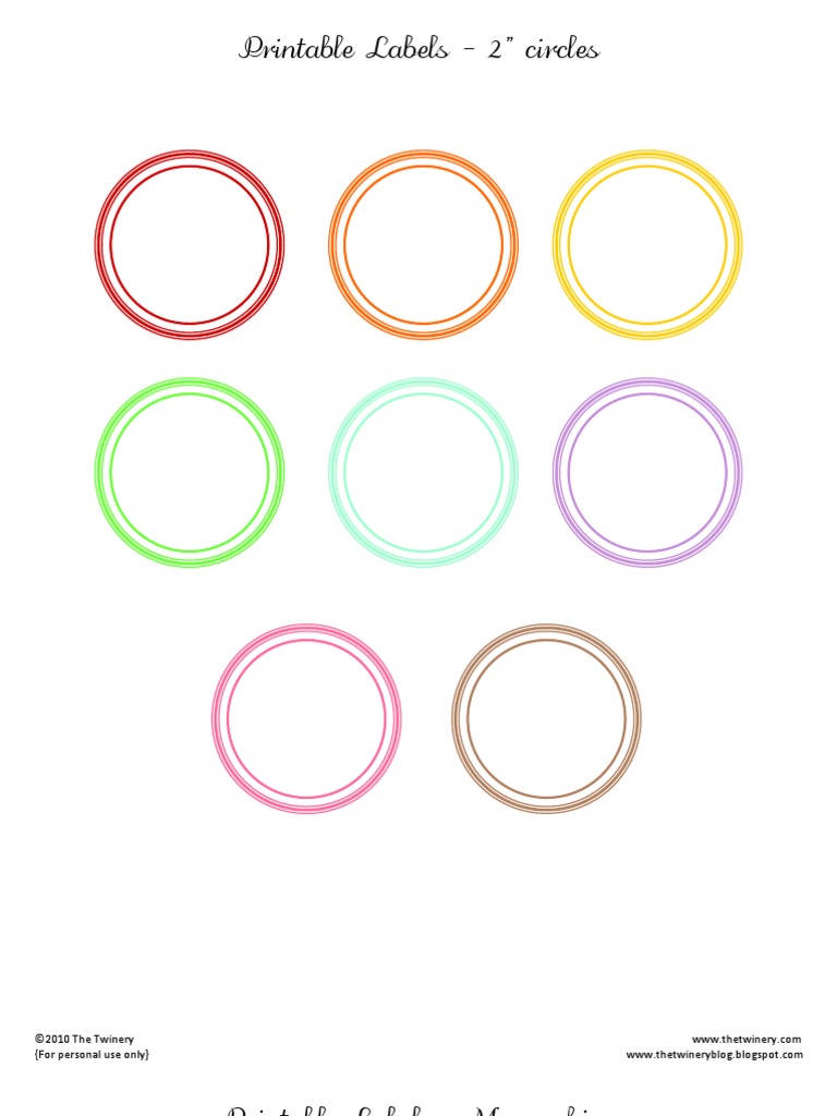 Printable 2" Circle Labels Collection | PDF