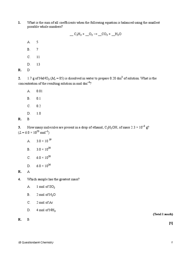 Quantitative Chemistry | PDF | Mole (Unit) | Solution