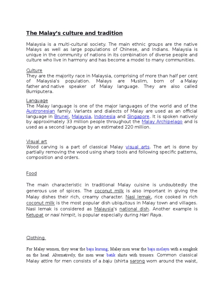 The Malay's Culture and Tradition: Austronesian Brunei Malaysia ...