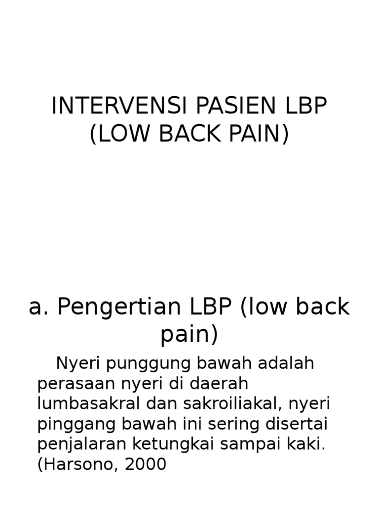 Intervensi Pasien LBP (Low Back Pain) | PDF