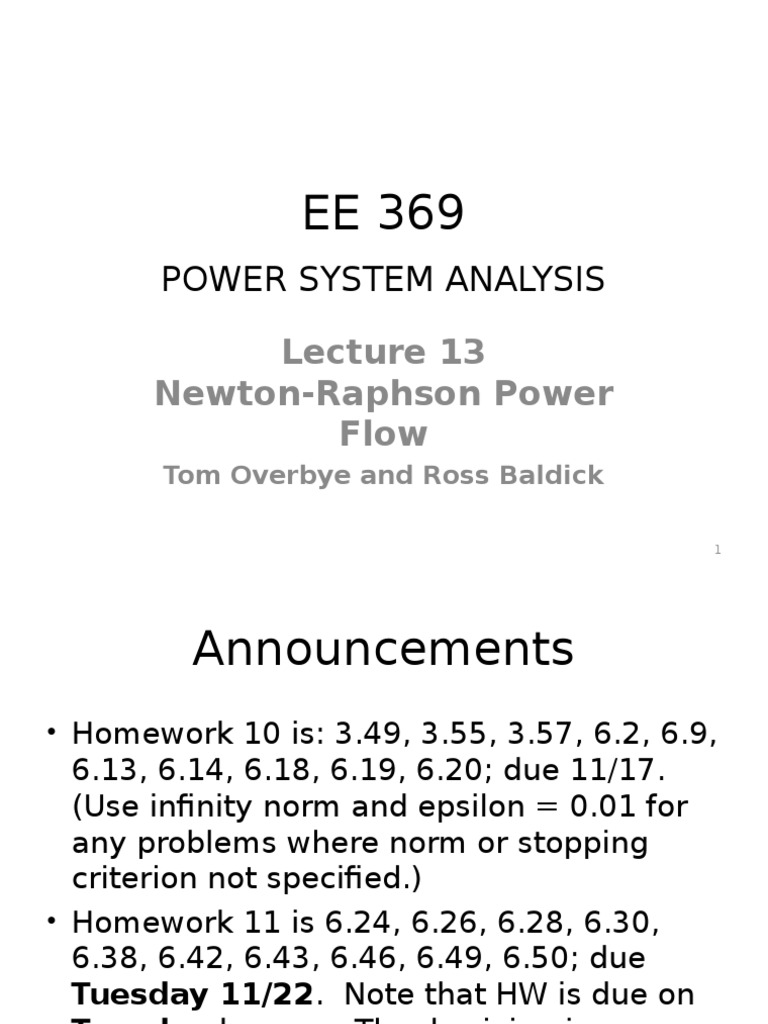 Power System Analysis: Newton-Raphson Power Flow | PDF | Physics ...