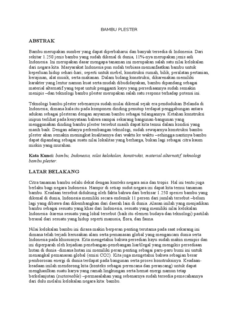 Konstruksi Dinding Bambu Plester | PDF | Griya & Taman
