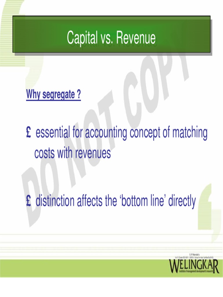 Capital vs. Revenue | PDF | Depreciation | Expense