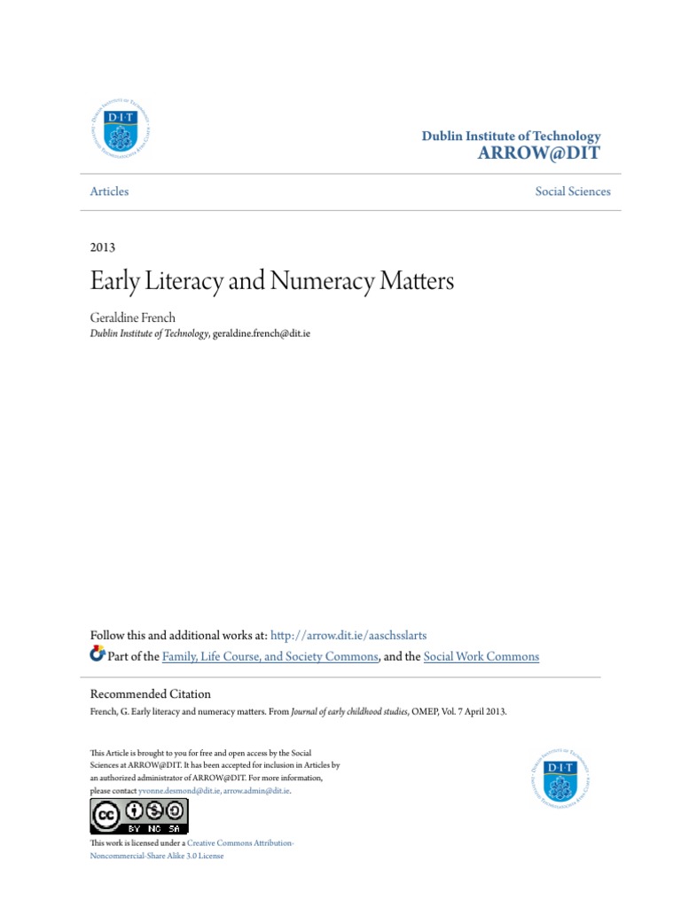 Early Literacy and Numeracy Matters | PDF | Literacy | Early Childhood ...