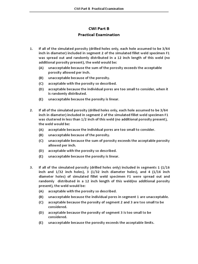CWI Part B Practical Examination 0 | PDF | Welding | Construction