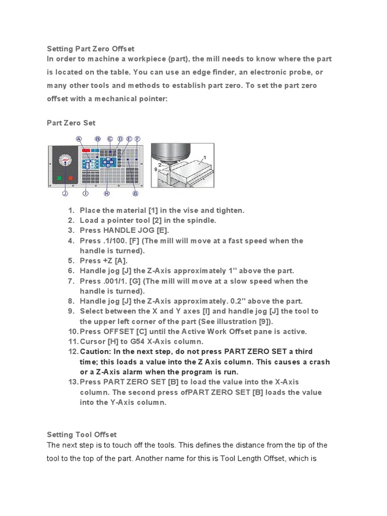 Setting Part Zero Offset Pdf Numerical Control Cartesian 6740