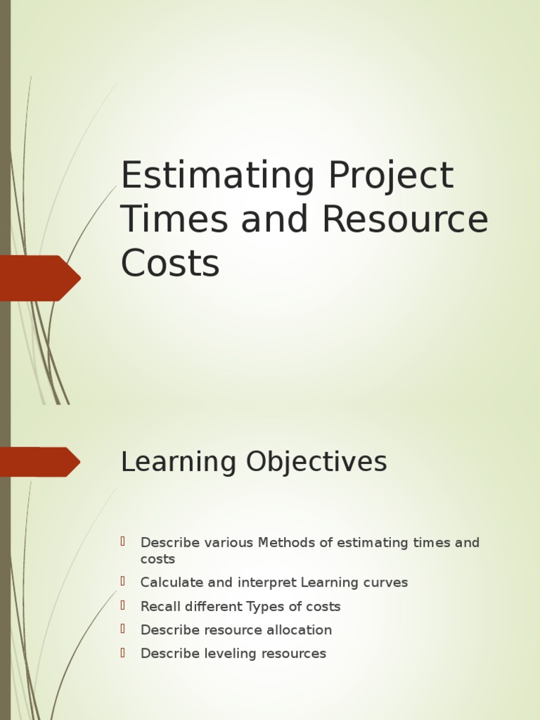 QM Estimating Times Resources Cost LC | PDF | Resource | Learning