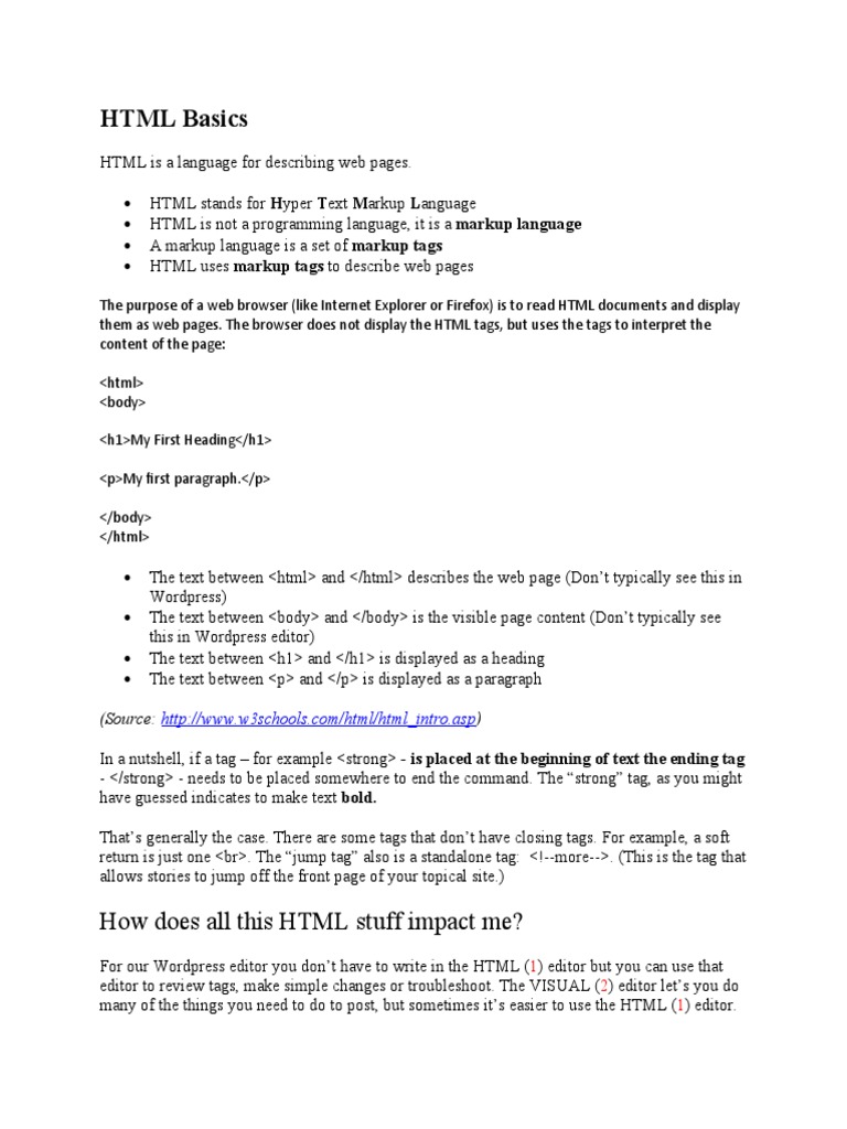 HTML Basics: How Does All This HTML Stuff Impact Me? | PDF | Html ...