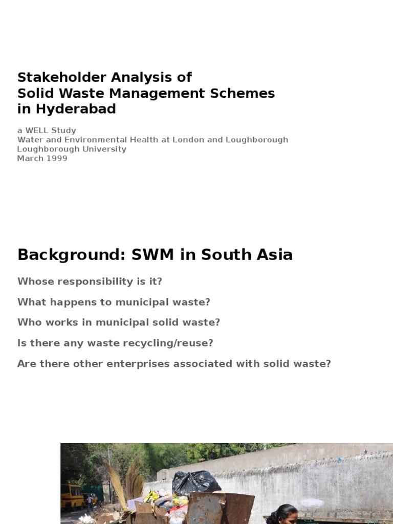 Stakeholder Analysis of Solid Waste Management Schemes in Hyderabad ...
