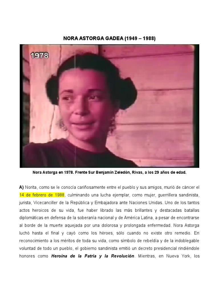 Nora Astorga Gadea (1949 - 1988) | PDF | Frente Sandinista de ...