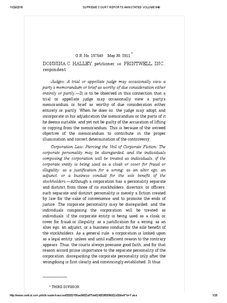 Halley vs. Printwell, Inc., PDF | PDF