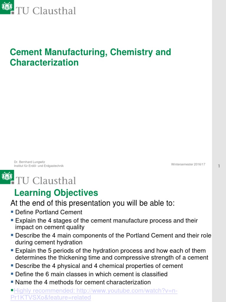 Cement Chemistry 2016 BL1 | PDF | Industrial Processes | Chemistry