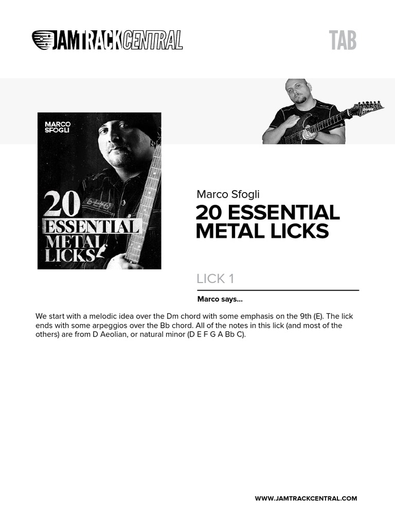 20 Essential Metal Licks: Lick 1 | PDF | Teaching Methods & Materials