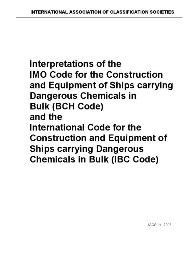 Interpretations of The BCH & IBC Code | PDF | Tonnage | Ships