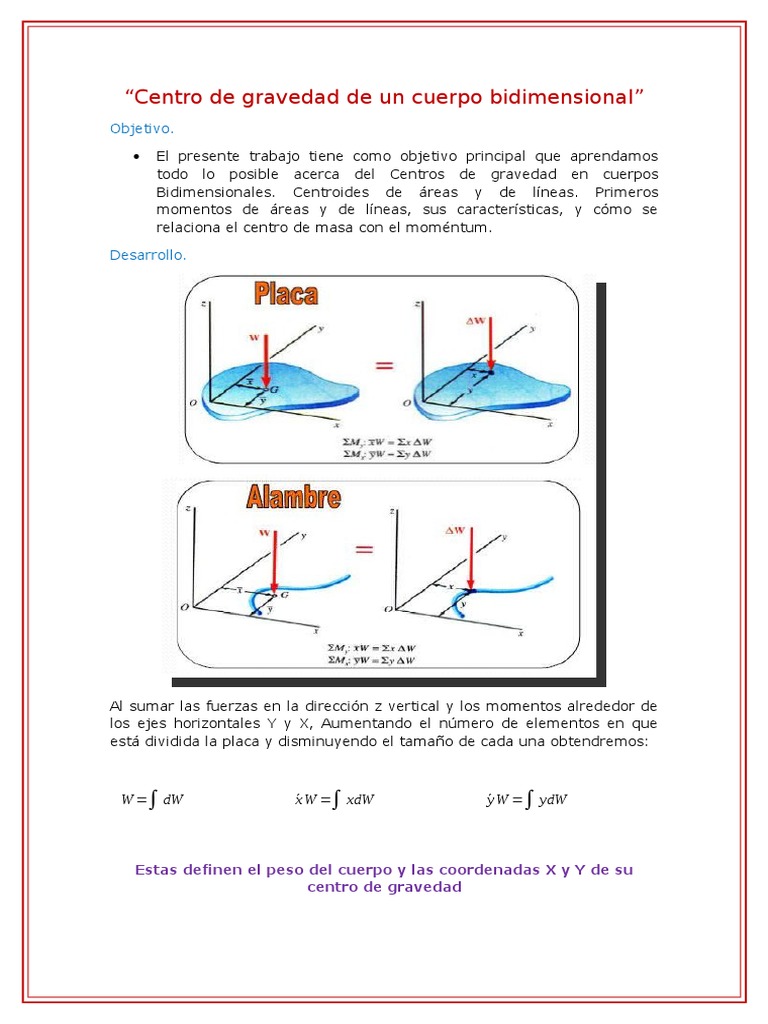 Centro de Gravedad de Un Cuerpo Bidimensional | Integral | Física y matemáticas