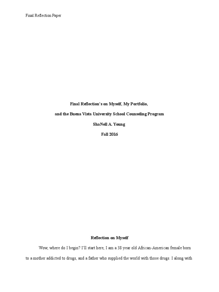 Final Reflection Paper | PDF | School Counselor | Graduate School