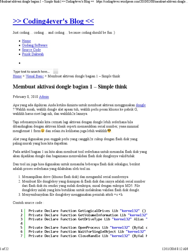 Membuat Aktivasi Dongle Bagian 1 - Simple Think - Coding4ever's Blog | PDF