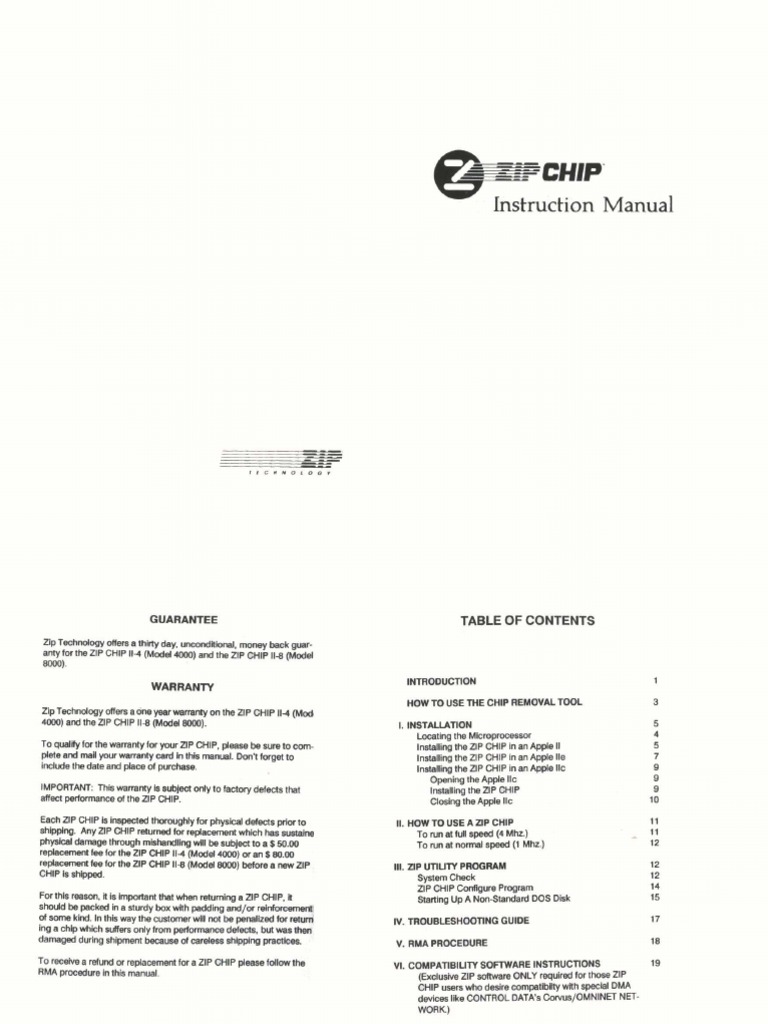 4 MHZ ZIP CHIP Manual PDF | PDF