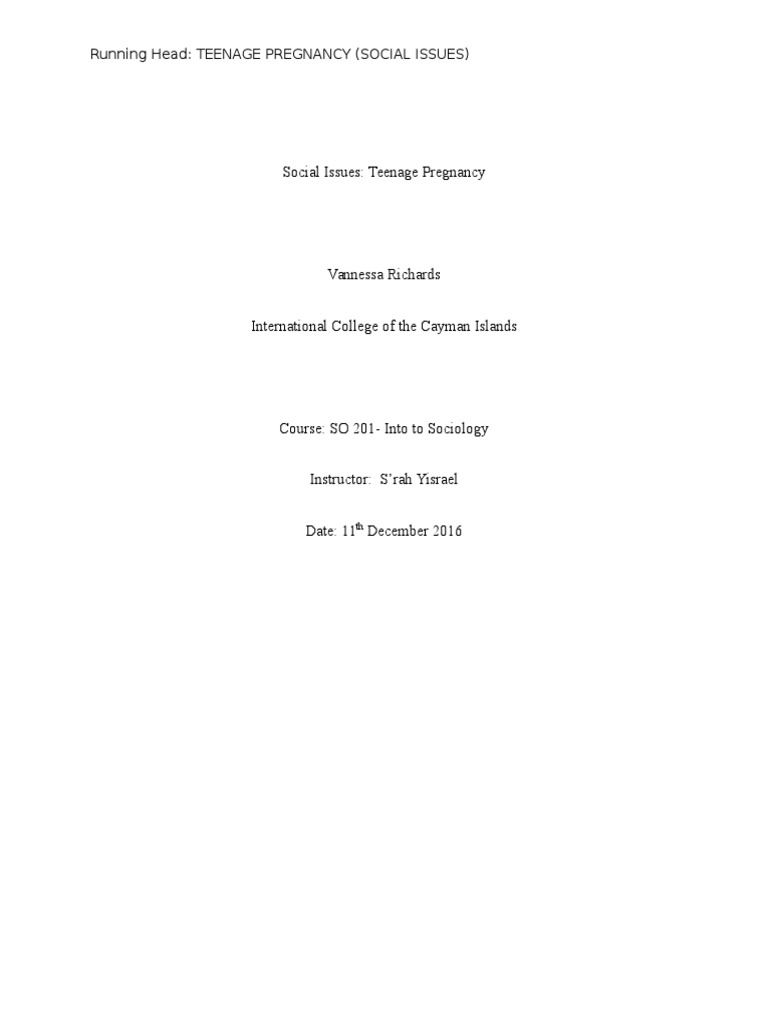 Teenage Pregnancy - Research Paper | PDF | Norm (Social) | Adolescence