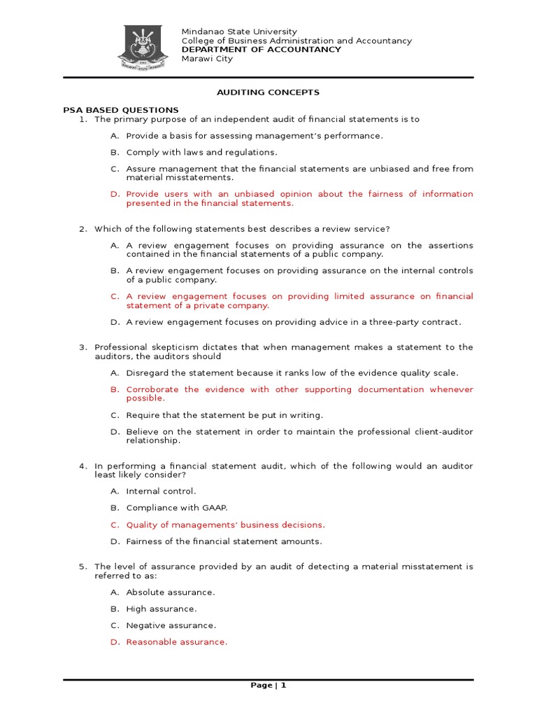 Module 1 Auditing Concepts | PDF | Financial Audit | Audit