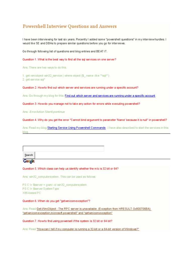 Powershell Interview Questions and Answers: Find Out Which Server and Services Are Running Under ...