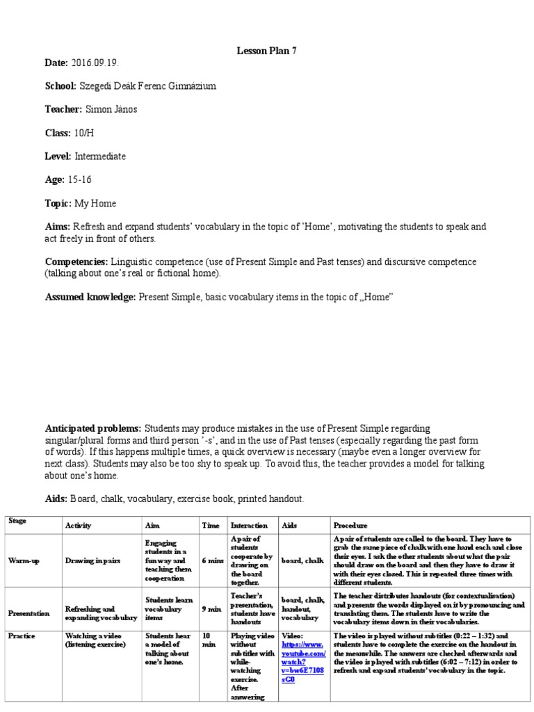 Lessonplan 7 | PDF | Vocabulary | Human Communication