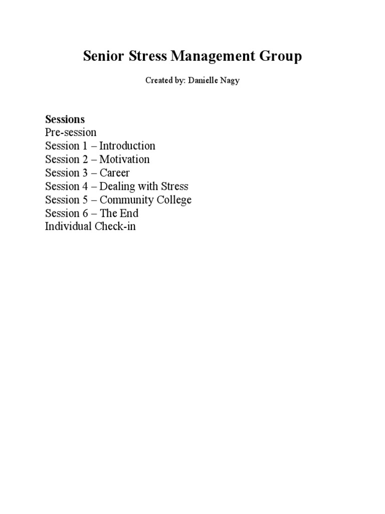 Senior Stress Management Group Outline PDF | PDF | School Counselor ...