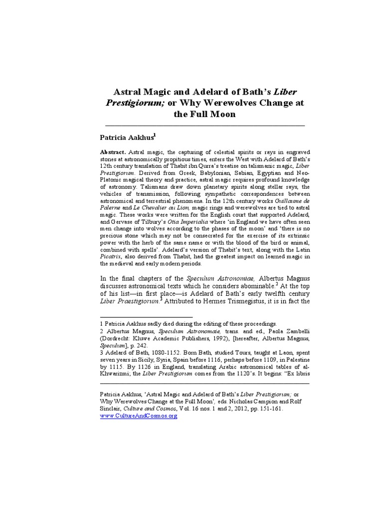 Adelard of Bath Astral Magic | PDF | Alchemy | Magic (Paranormal)