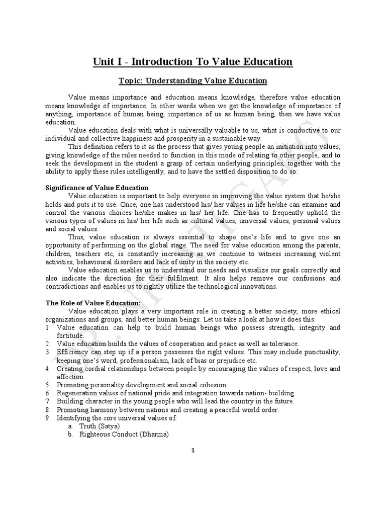 Unit I Introduction of Value Education | PDF | Value (Ethics) | Happiness